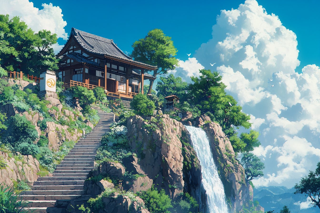 Japanese Inn on Top of a Hill – Anime Vibes