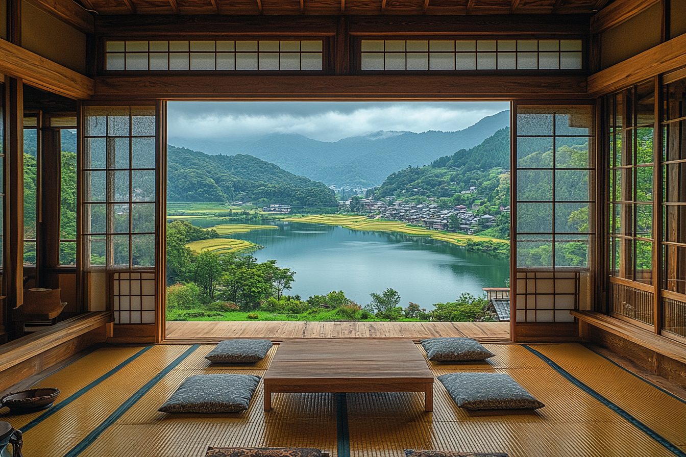 Japanese-Style Home Interiors with a View of Rural Japan