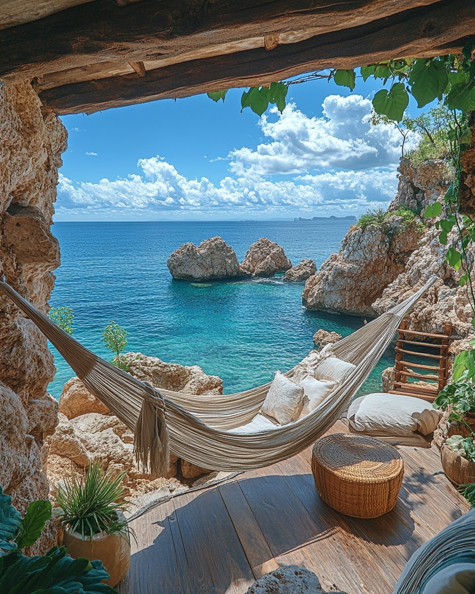 Rustic Modern Patio with a Hammock