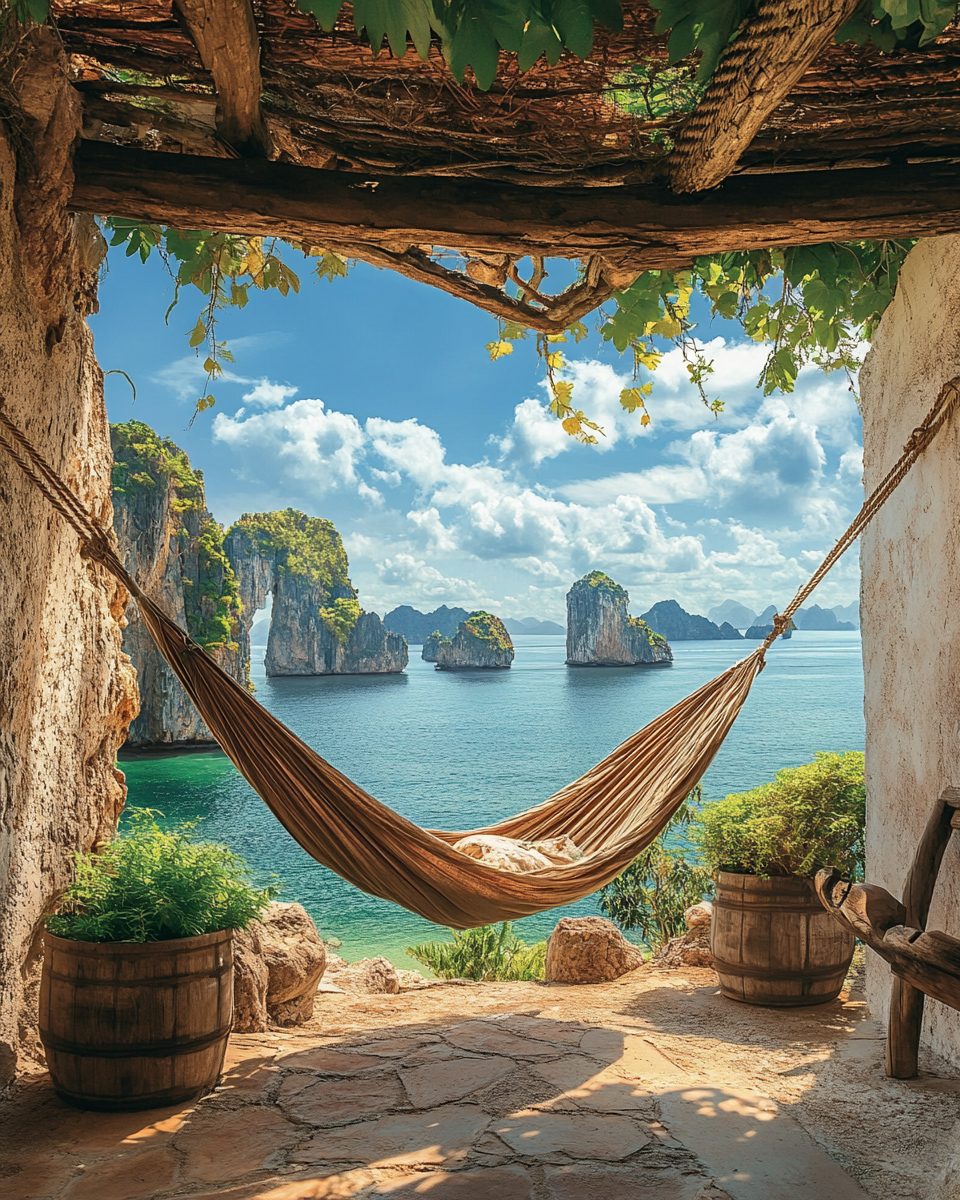 Rustic Modern Patio with a Hammock