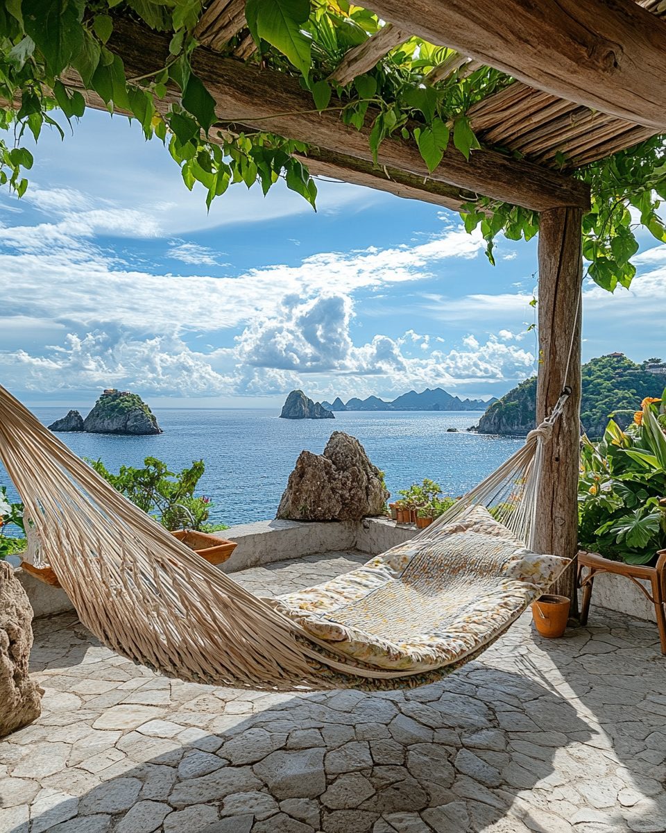 Rustic Modern Patio with a Hammock