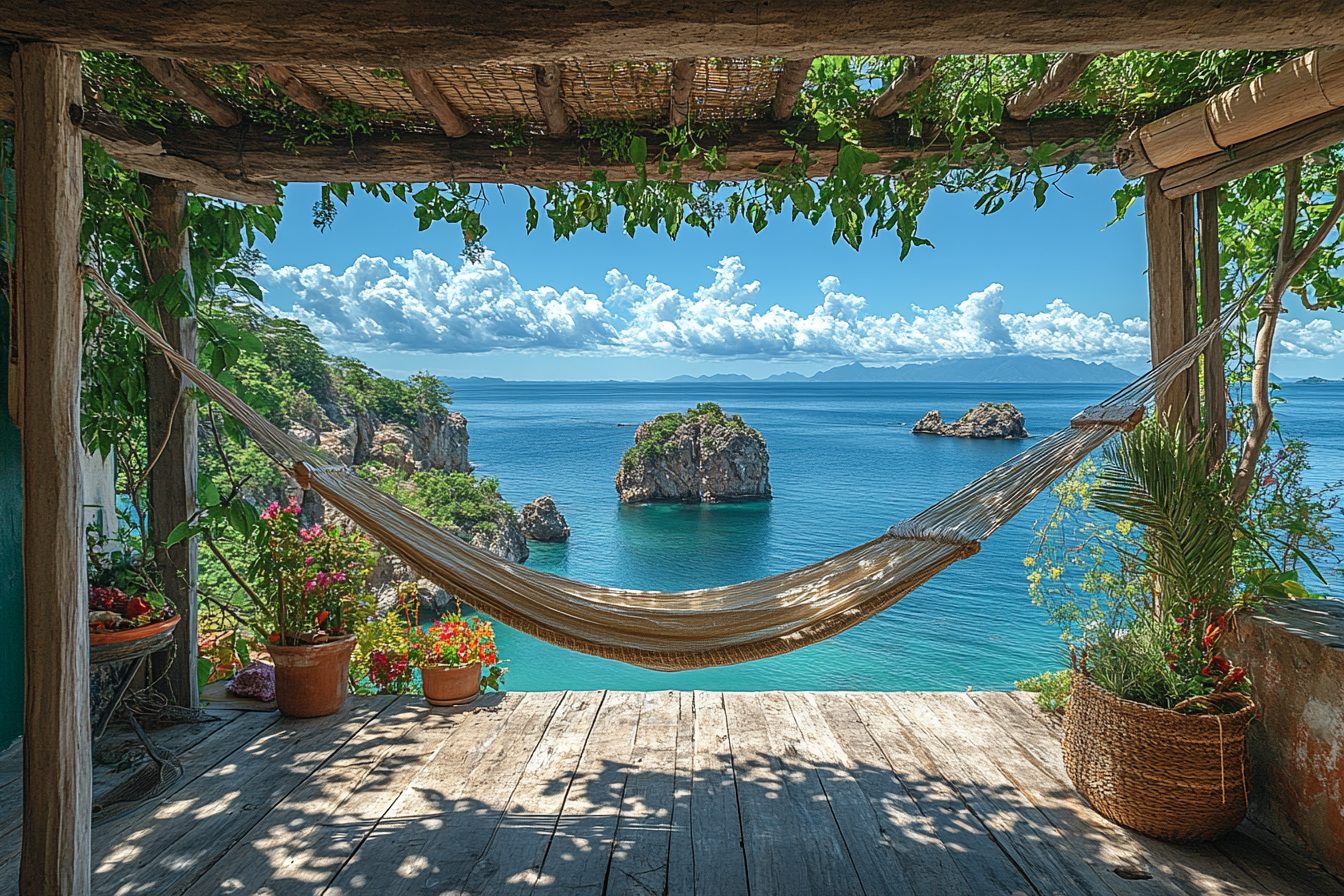 Rustic Modern Patio with a Hammock