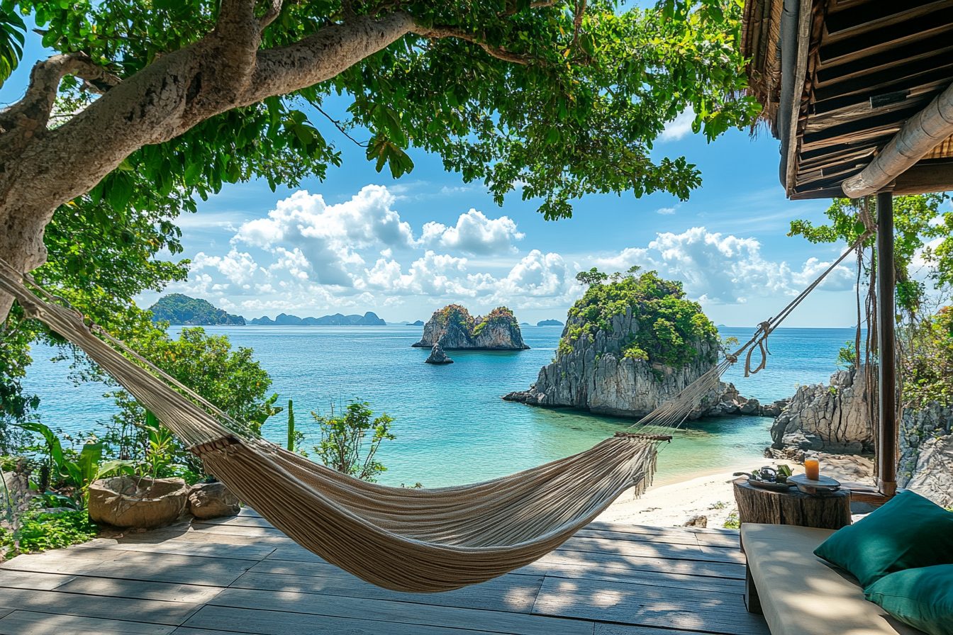 Rustic Modern Patio with a Hammock