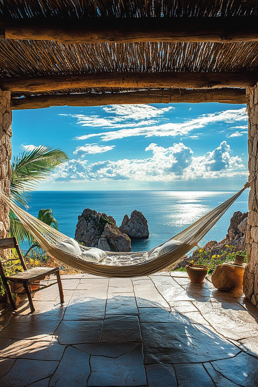 Rustic Modern Patio with a Hammock