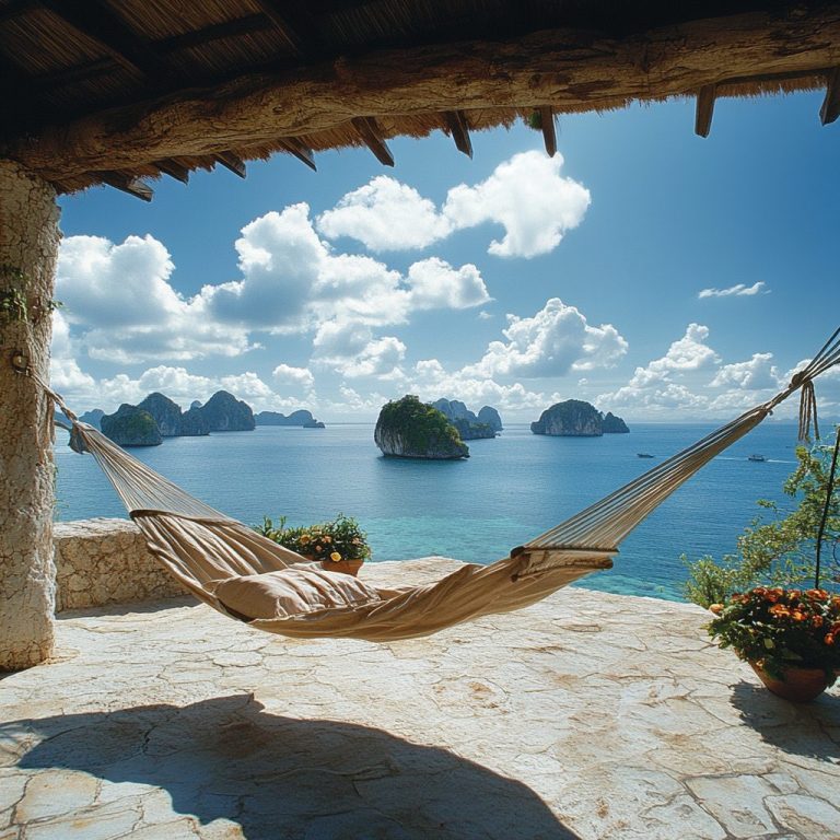 Rustic Modern Patio with a Hammock