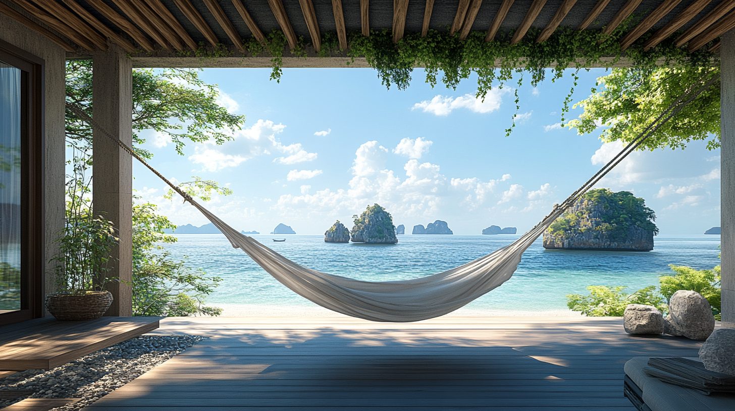 Rustic Modern Patio with a Hammock