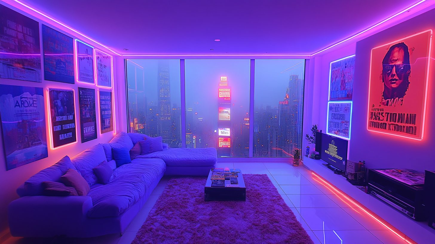 Apartment Interiors with Neon Lighting