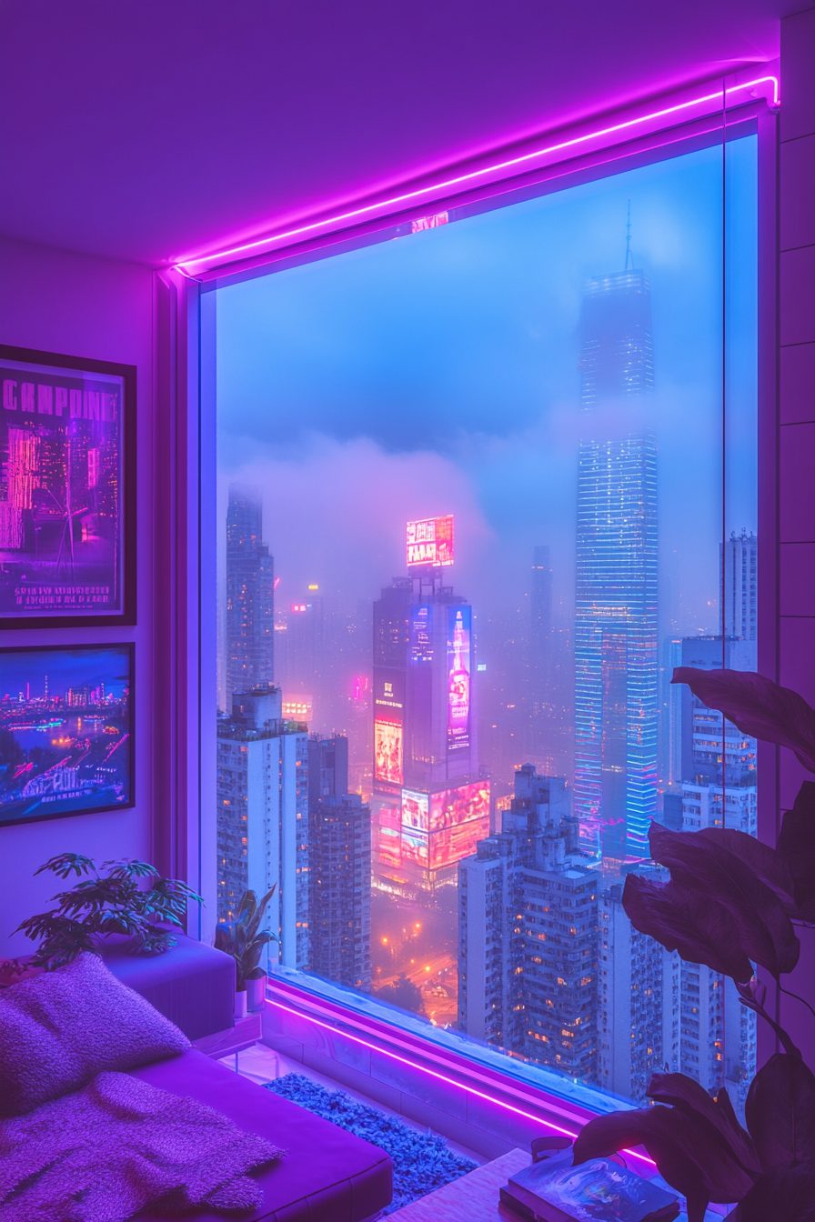 Apartment Interiors with Neon Lighting