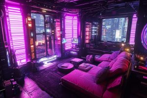 Cyberpunk Apartment Interior – Window Shutters