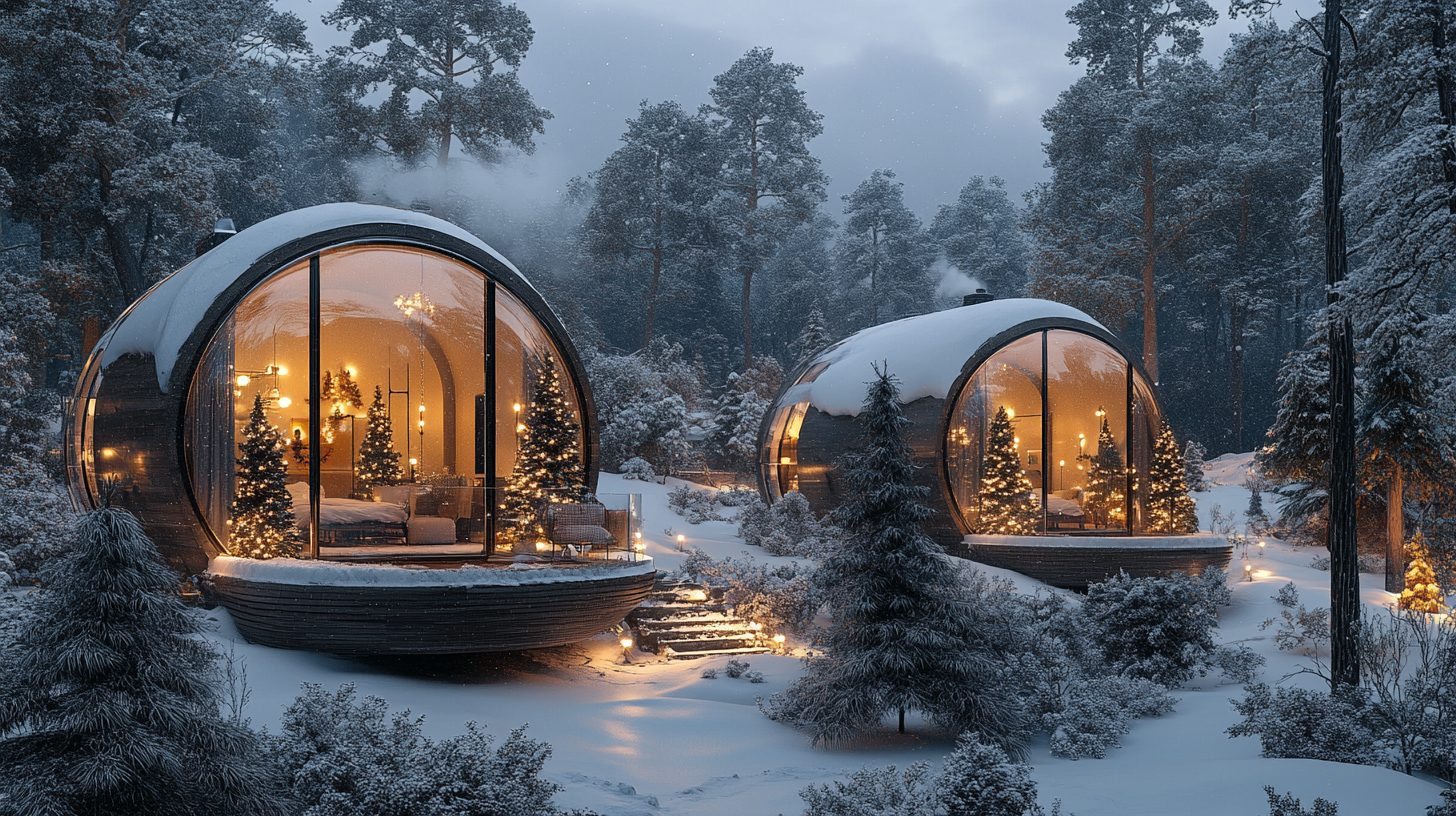 Small Glass Homes with Christmas Decorations