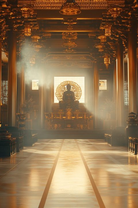 The Golden Interior of a Japanese Temple