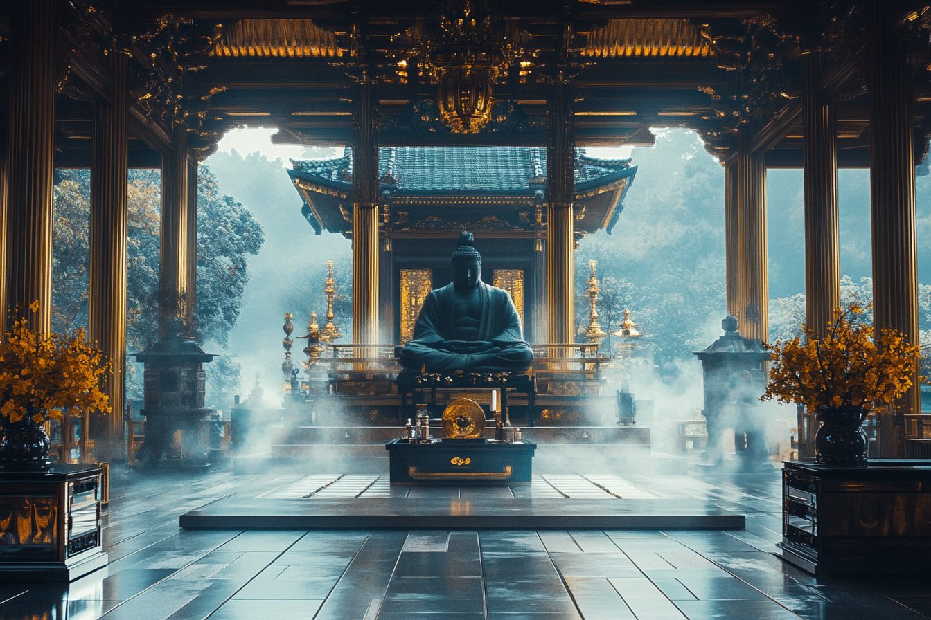 The Golden Interior of a Japanese Temple
