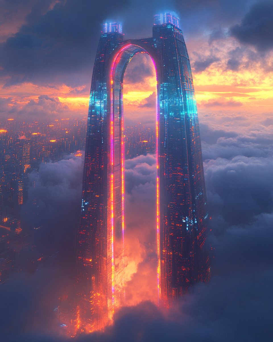 Colorful Neon Arch Buildings