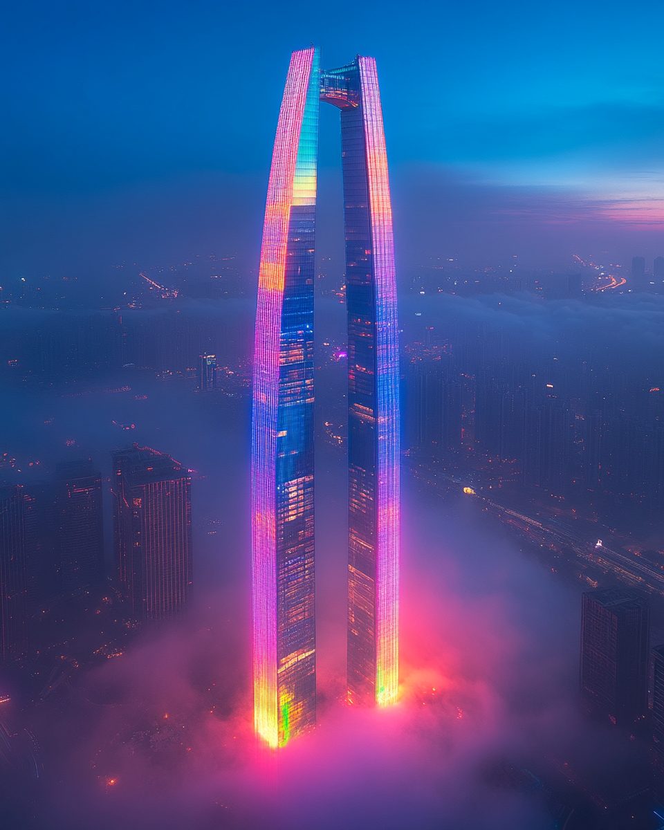 Colorful Neon Arch Buildings