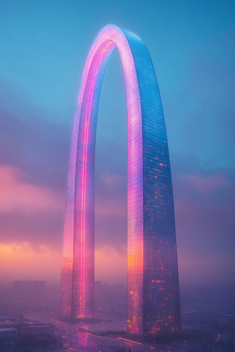 Colorful Neon Arch Buildings