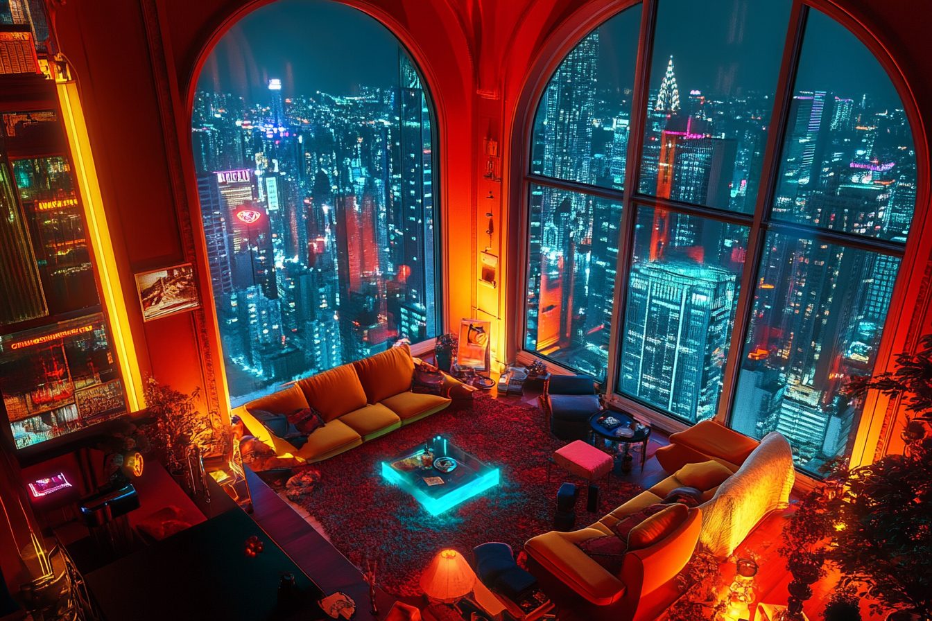 Living Room Interiors with Amazing Cityscape Views
