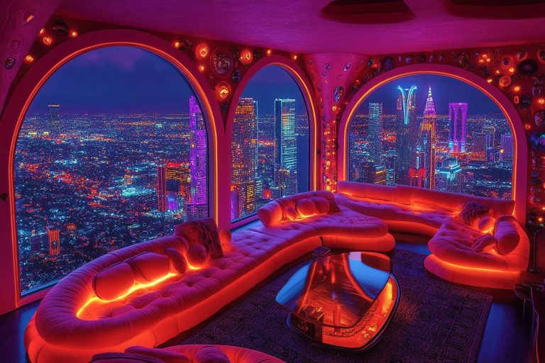 Living Room Interiors with Amazing Cityscape Views
