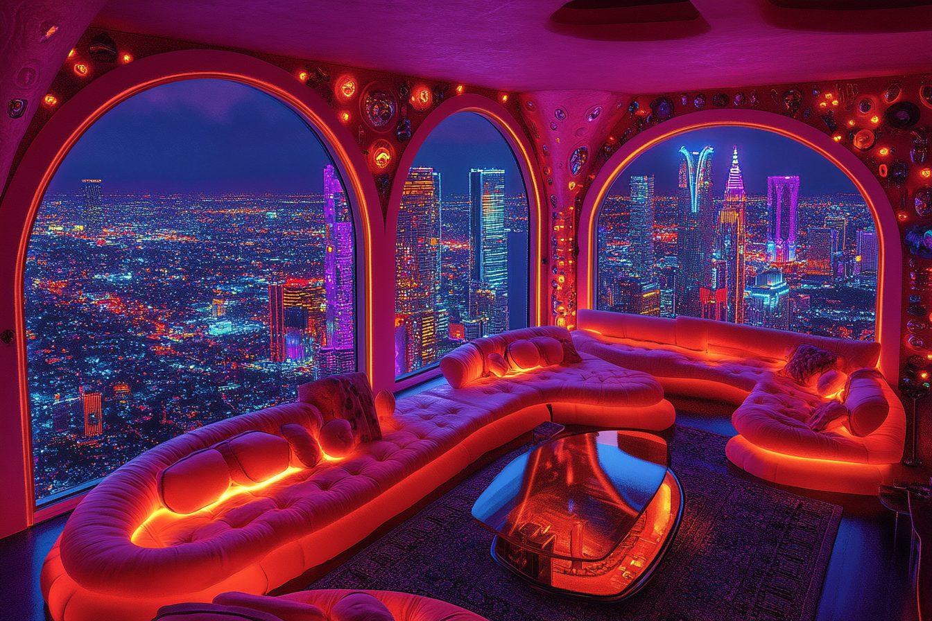 Living Room Interiors with Amazing Cityscape Views