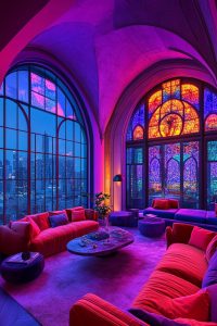Living Room Interiors with Amazing Cityscape Views