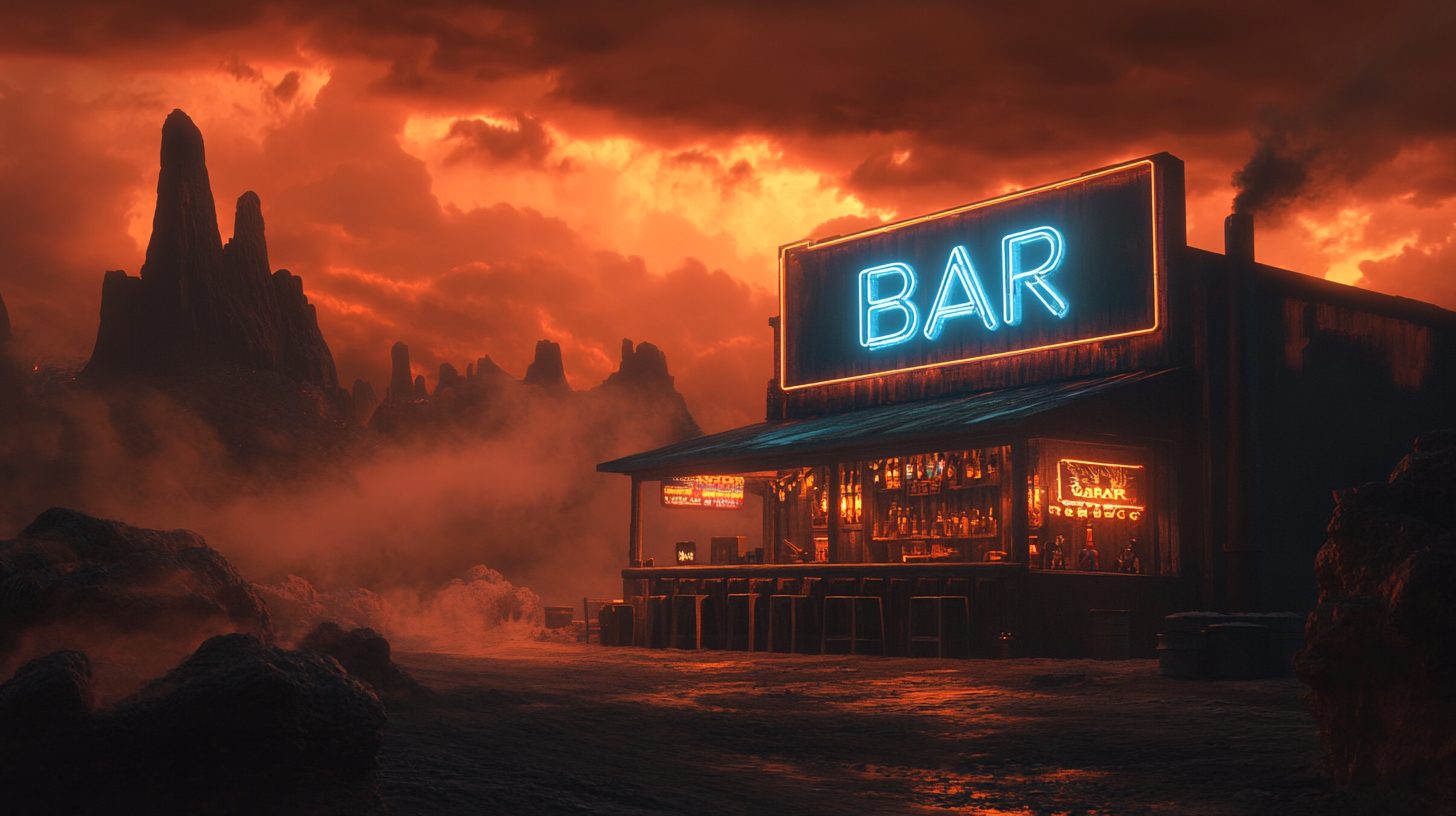 Lonely Bars with a Neon Sign