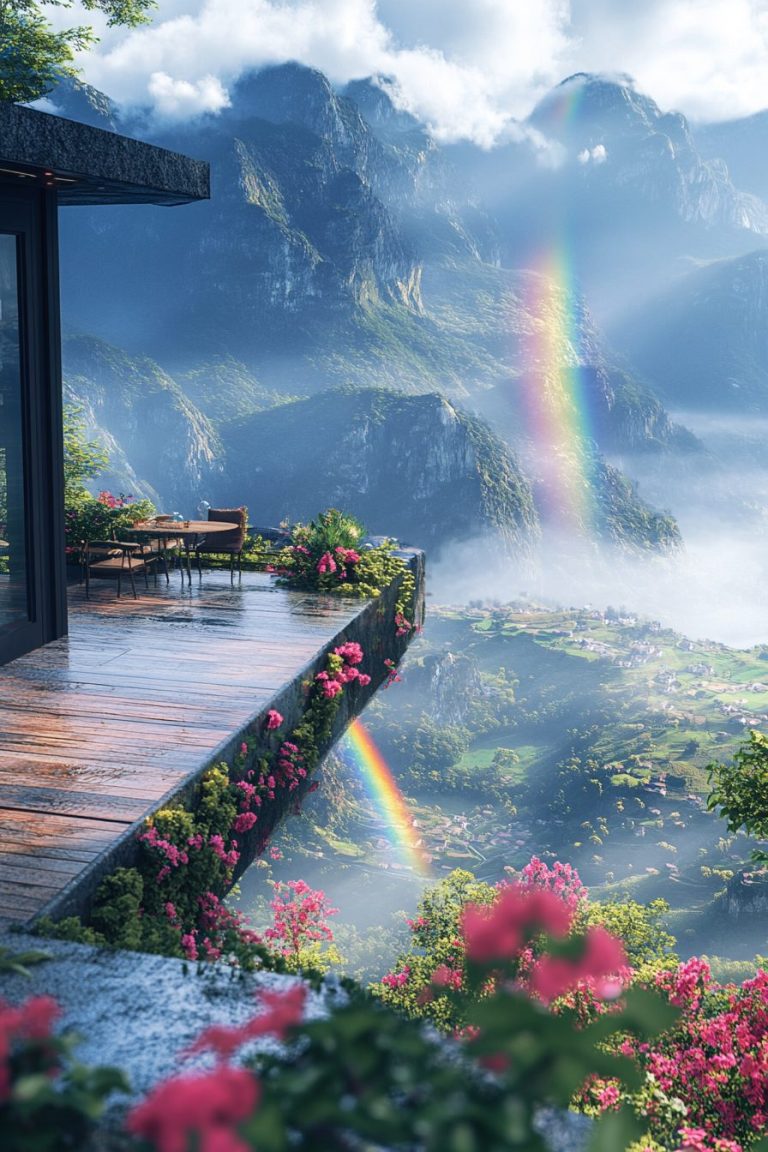 Modern Cafe with an Incredible View of the Mountain Valley