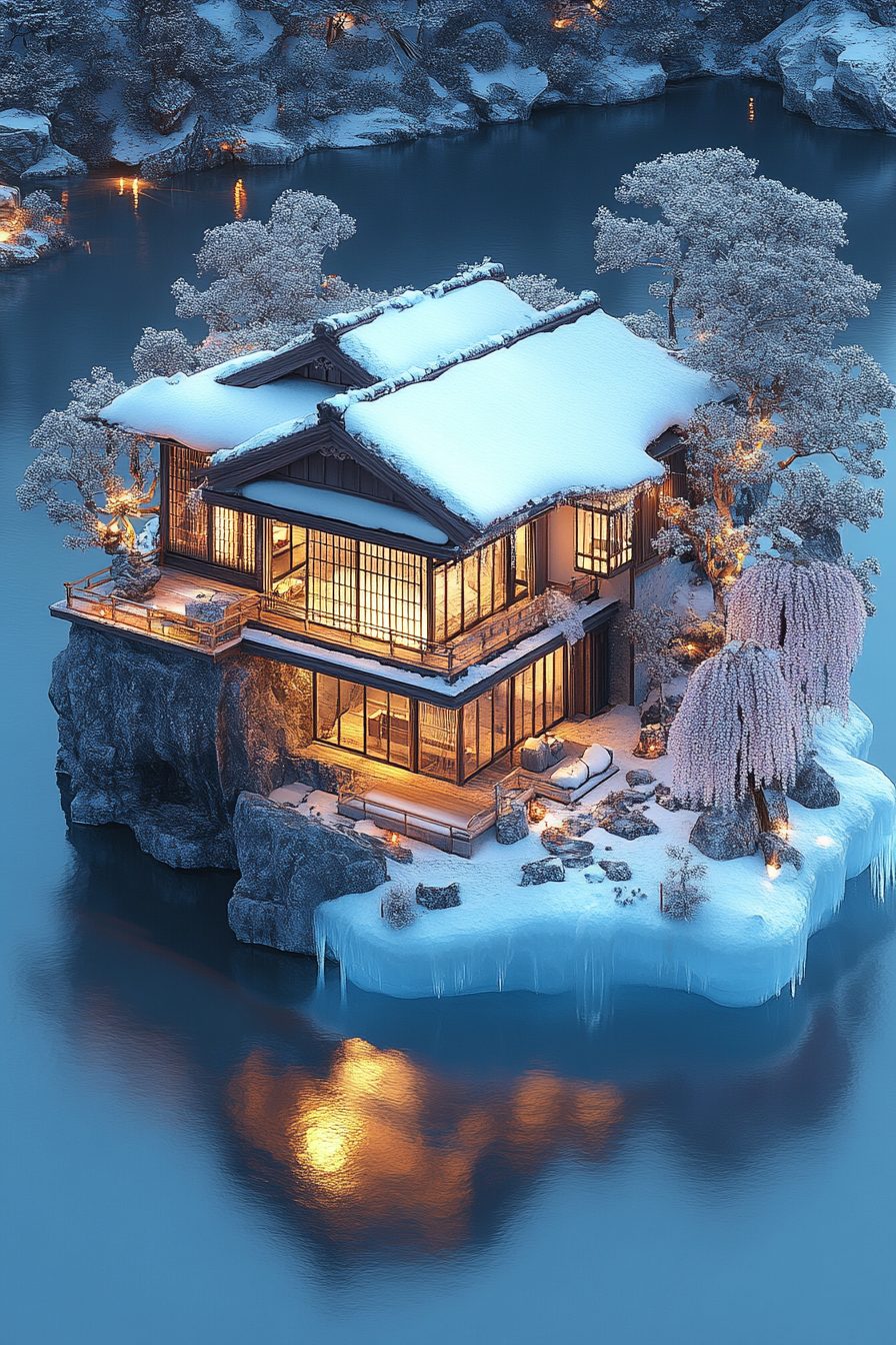 Snow-Covered Japanese-Style Houses of Hokkaido