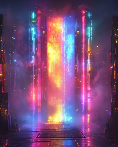 The Neon Colors of the Cyberpunk Structures