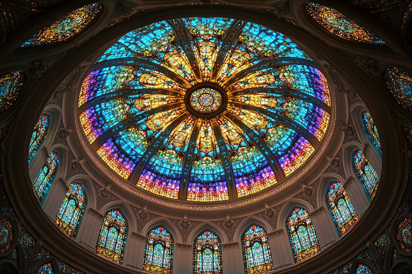 Beautiful Stained Glass Ceiling of a Building