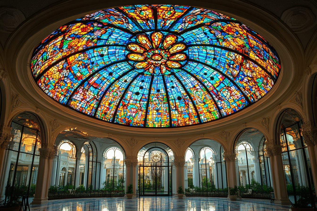 Beautiful Stained Glass Ceiling of a Building