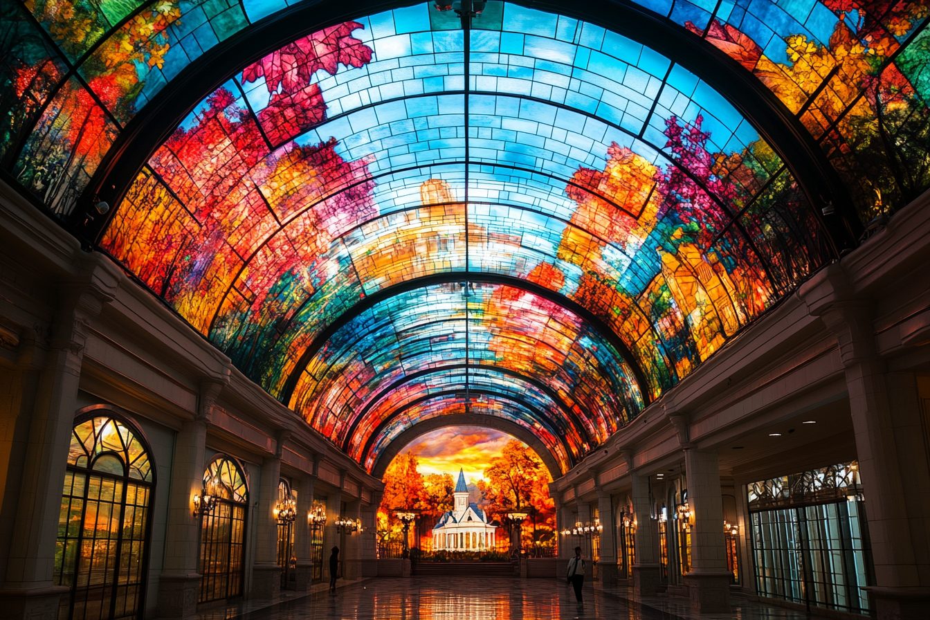 Beautiful Stained Glass Ceiling of a Building