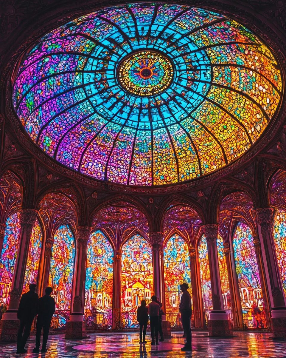 Beautiful Stained Glass Ceiling of a Building