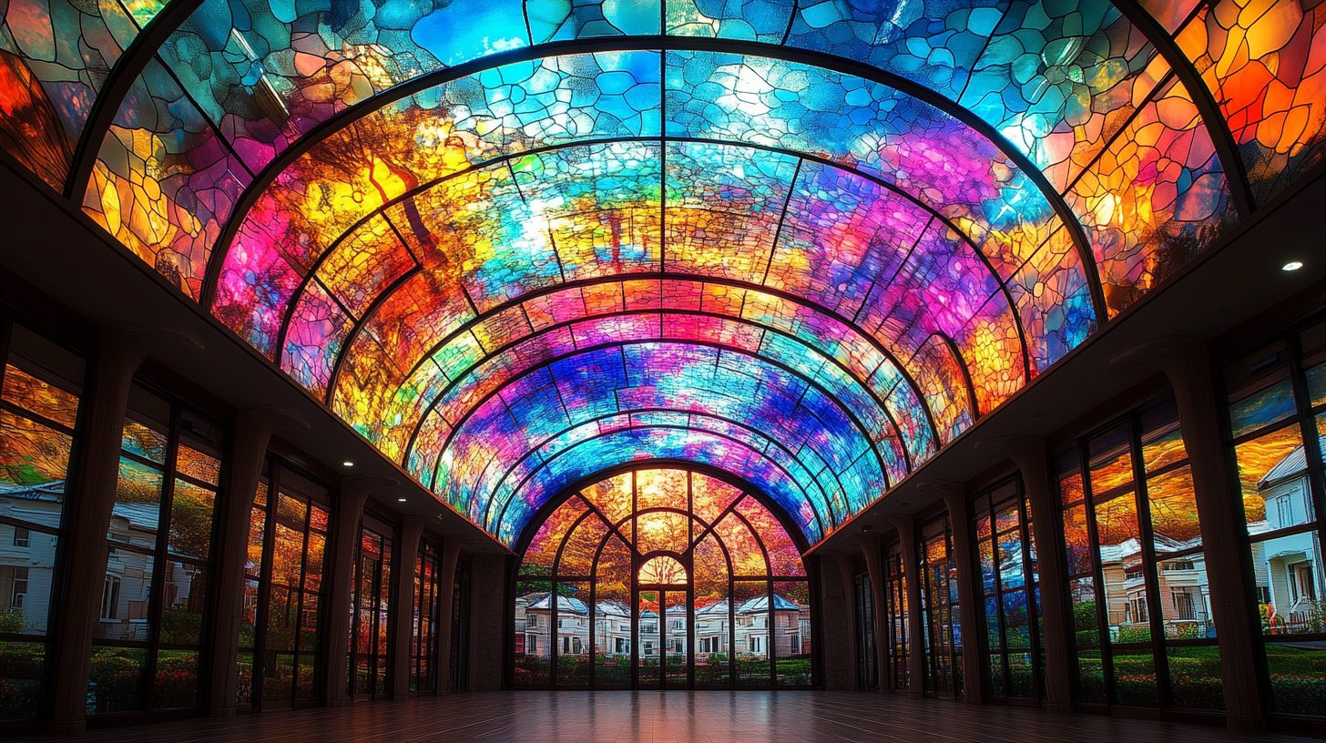 Beautiful Stained Glass Ceiling of a Building