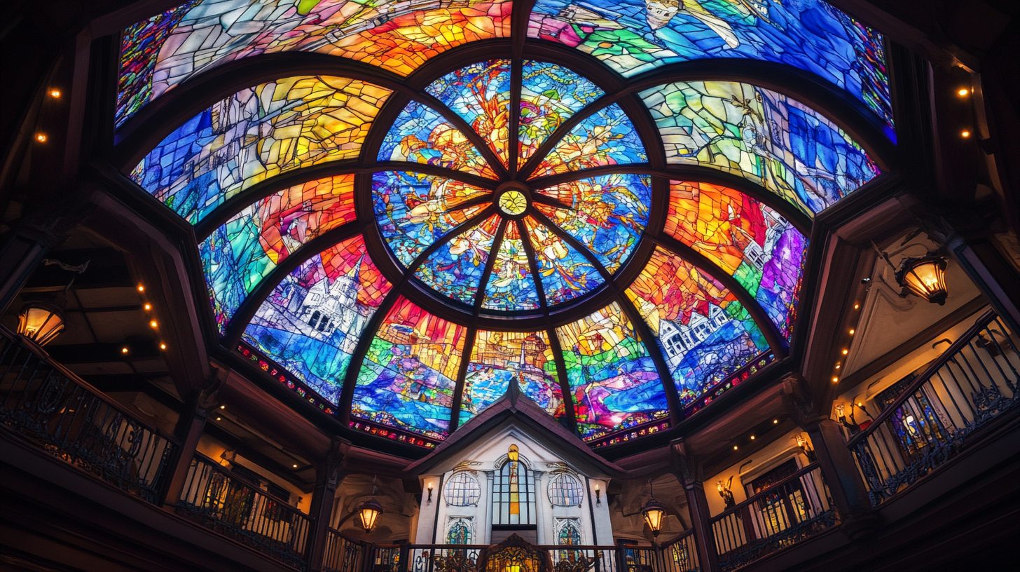 Beautiful Stained Glass Ceiling of a Building