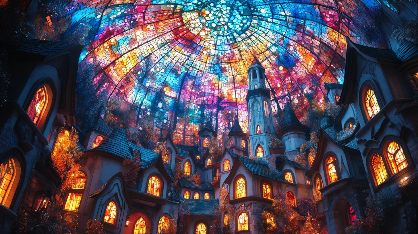 Beautiful Stained Glass Ceiling of a Building