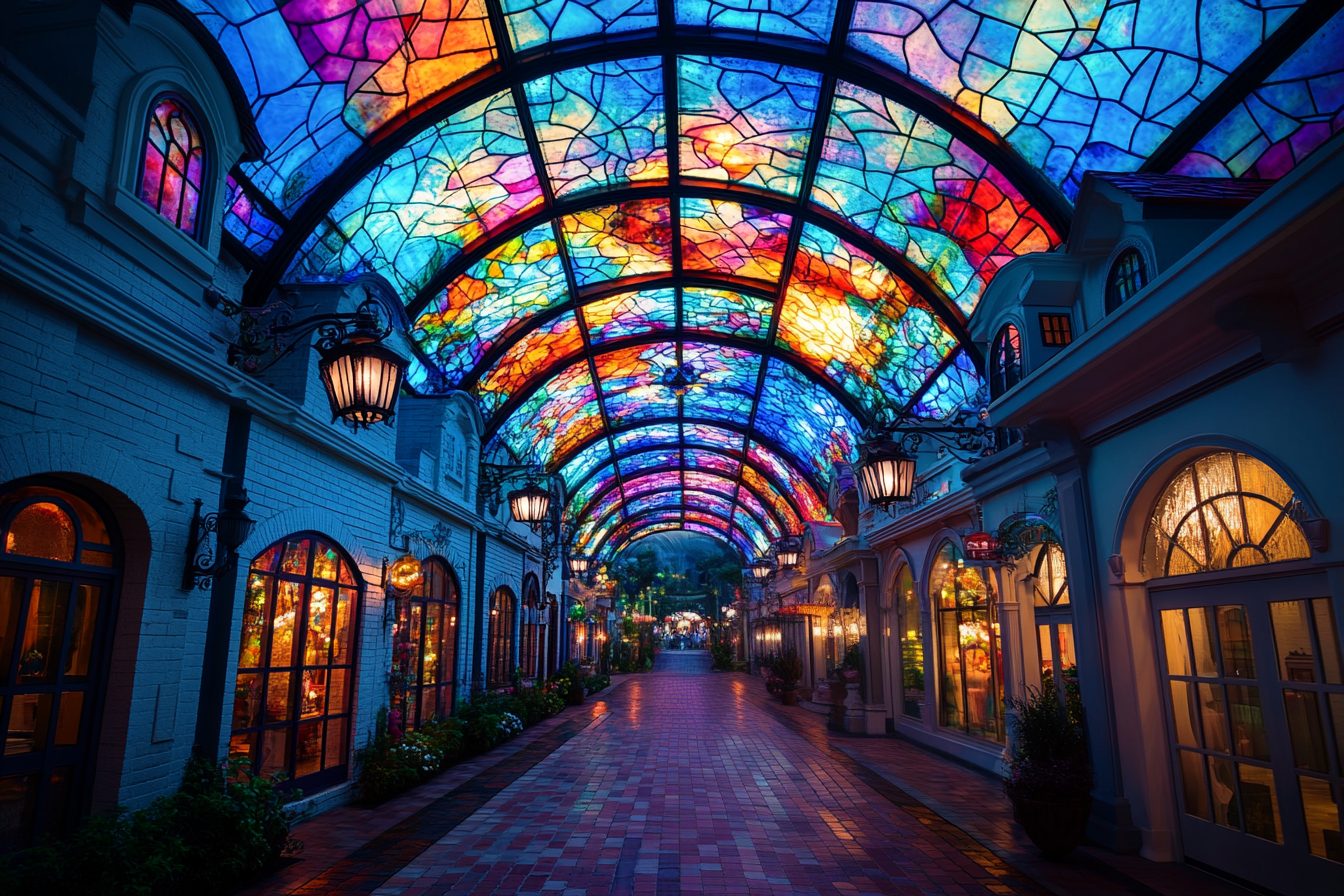 Beautiful Stained Glass Ceiling of a Building