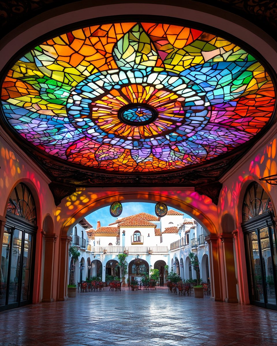 Beautiful Stained Glass Ceiling of a Building