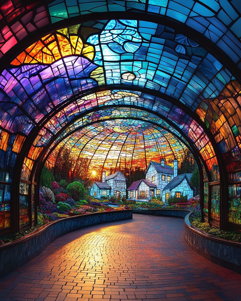 Beautiful Stained Glass Ceiling of a Building