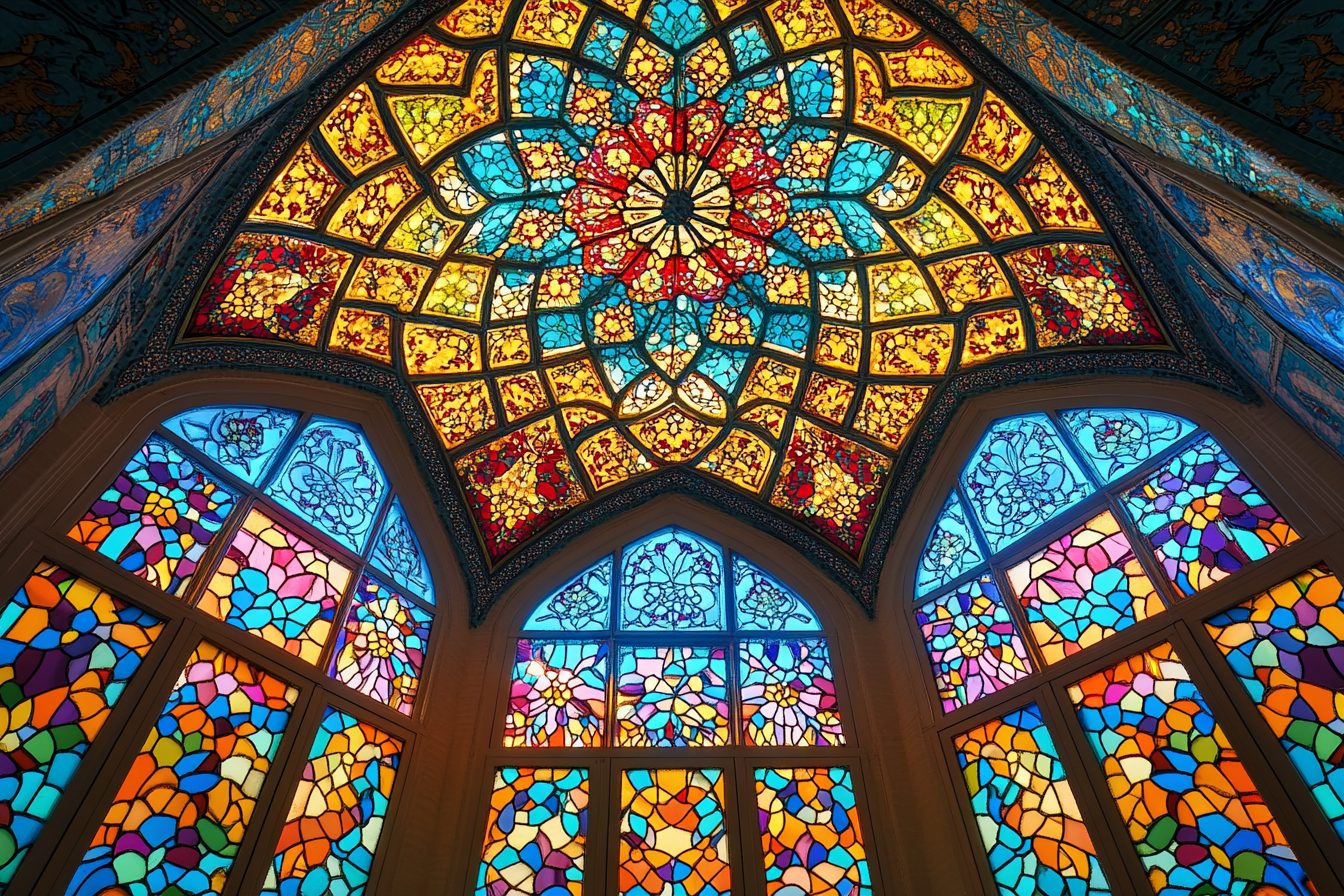 Beautiful Stained Glass Ceiling of a Building