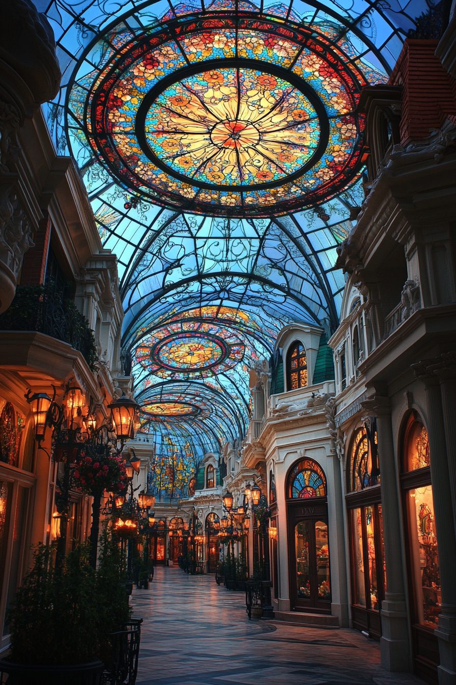 Beautiful Stained Glass Ceiling of a Building