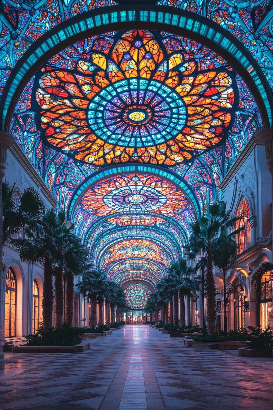 Beautiful Stained Glass Ceiling of a Building