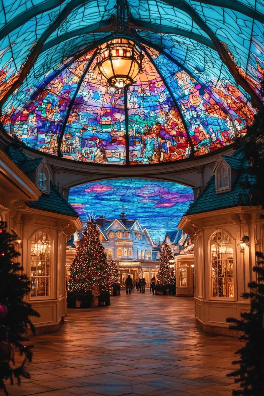 Beautiful Stained Glass Ceiling of a Building