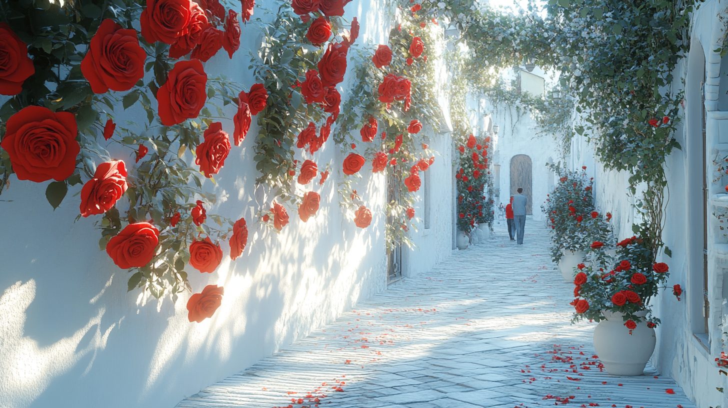 Beautiful Streets with Red Roses