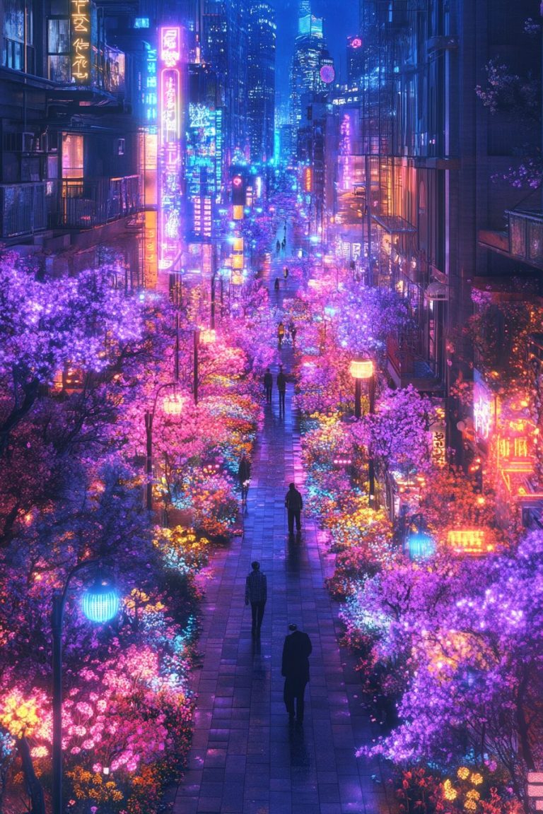 Colorful Neon Gardens of the City