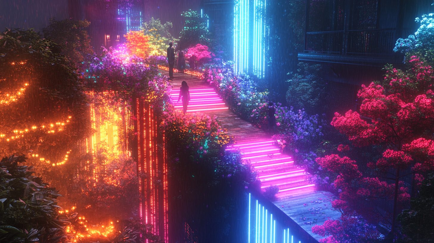 Colorful Neon Gardens of the City