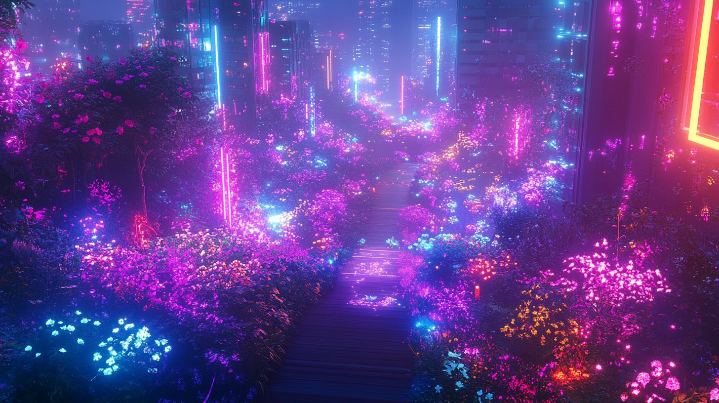 Colorful Neon Gardens of the City