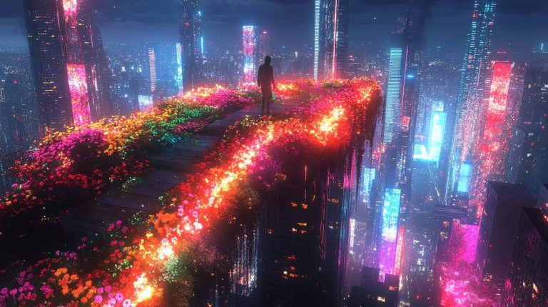 Colorful Neon Gardens of the City
