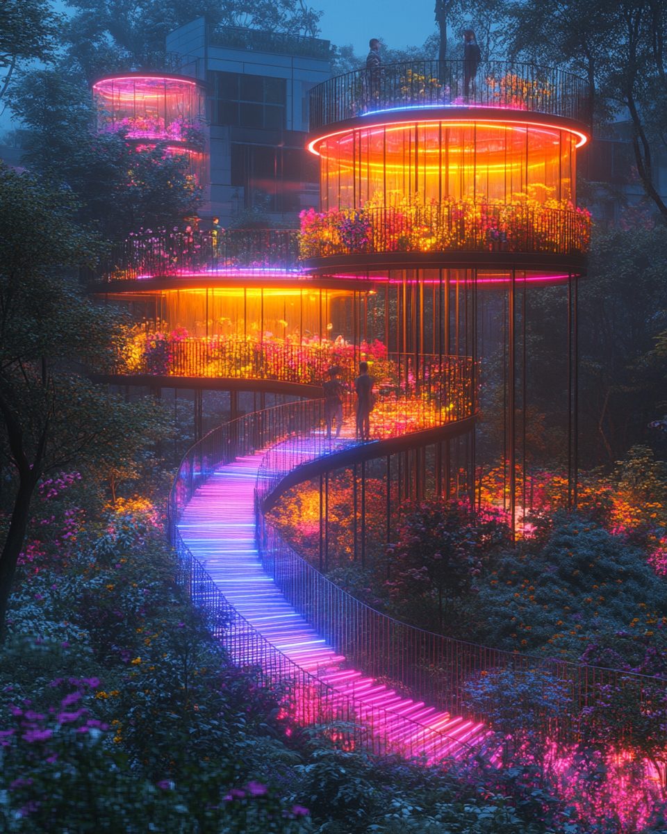 Colorful Neon Gardens of the City