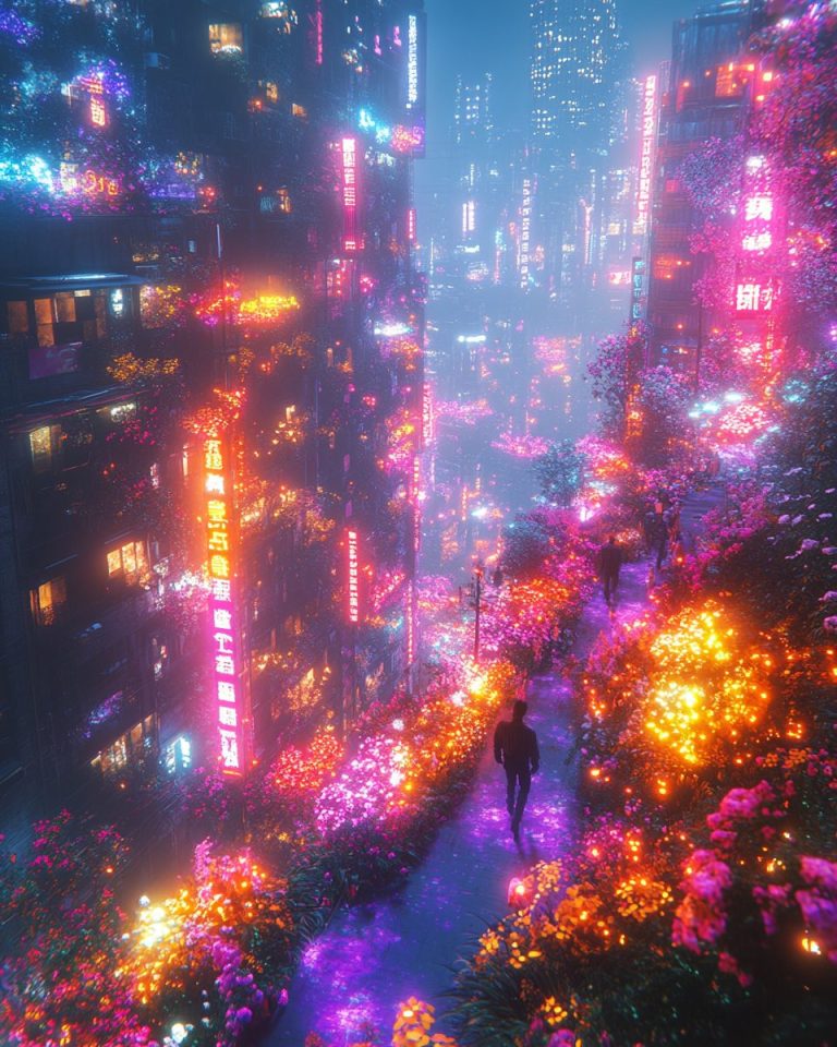 Colorful Neon Gardens of the City