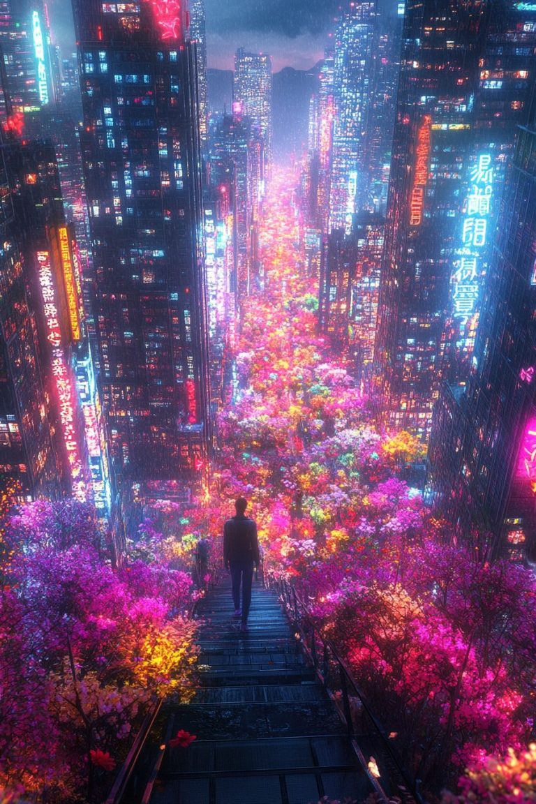 Colorful Neon Gardens of the City