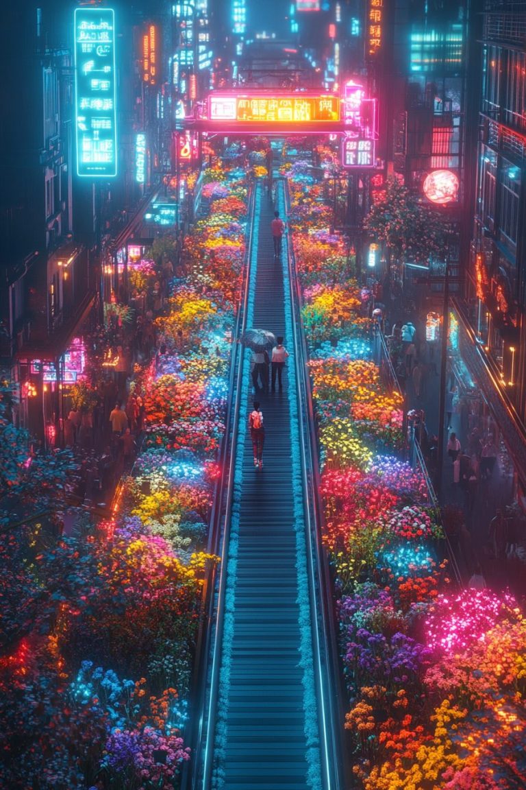 Colorful Neon Gardens of the City